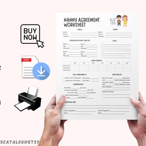 Nanny Binder Printable, Nanny Agreement, Nanny Planner, Nanny Notes ...
