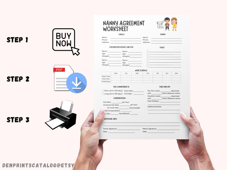 Nanny Binder Printable, Nanny Agreement, Nanny Planner, Nanny Notes ...
