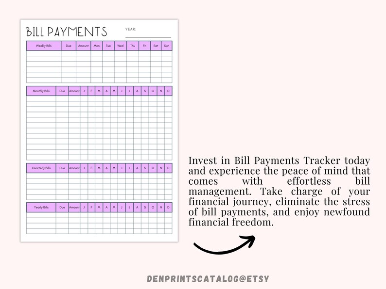 Editable Bills Checklist,bill Payment Tracker,bill Tracker,bill Payment ...
