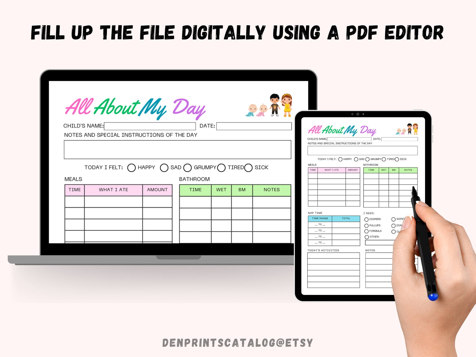 Daycare Report Mail Printable, Day Care Report, Toddler Daily Log ...