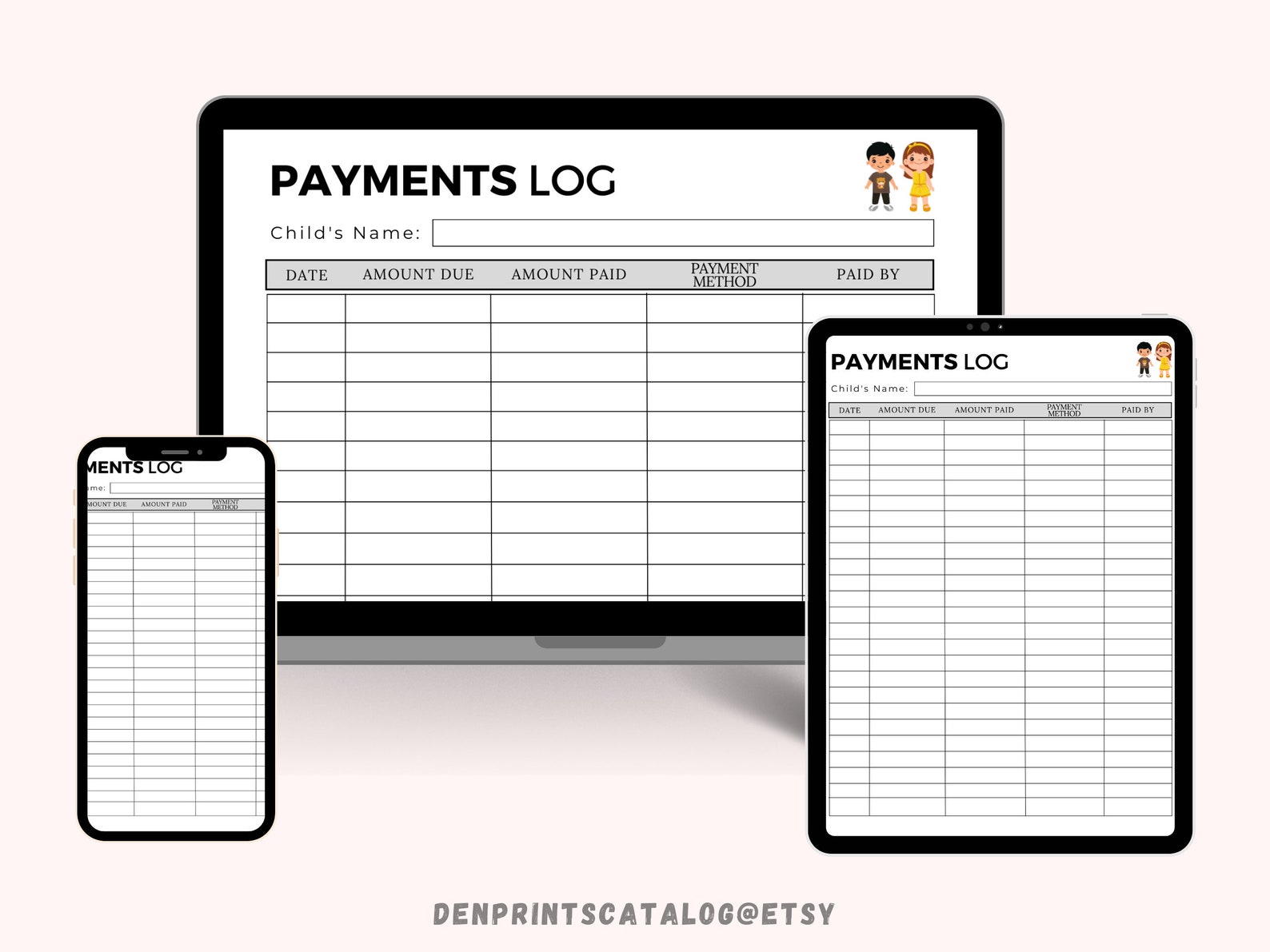 Tuition Payment Log Printable, Daycare Payment Log, Childcare Payment ... Tuition Payment Log Printable, Daycare Payment Log, Childcare Payment ...