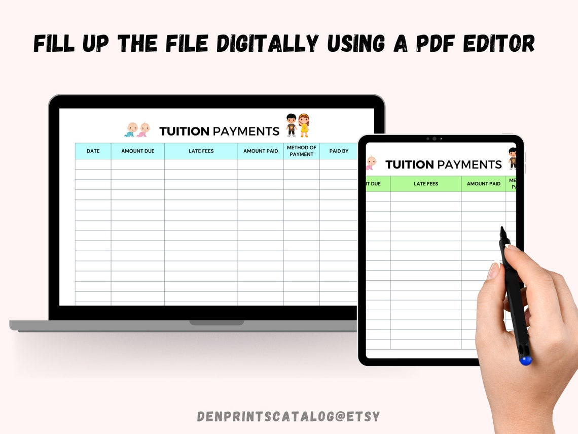 Daycare Tuition Payments Printable, Daycare Tuition Reports, Daycare ...