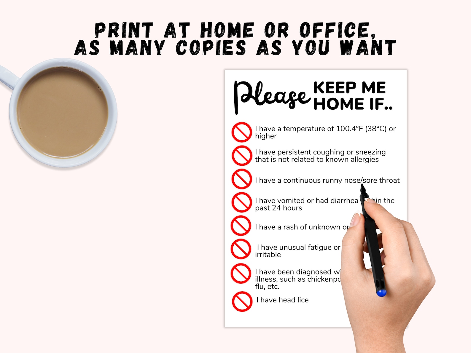 Child Sick Board Printable Template for Daycare, School and Childcare ...