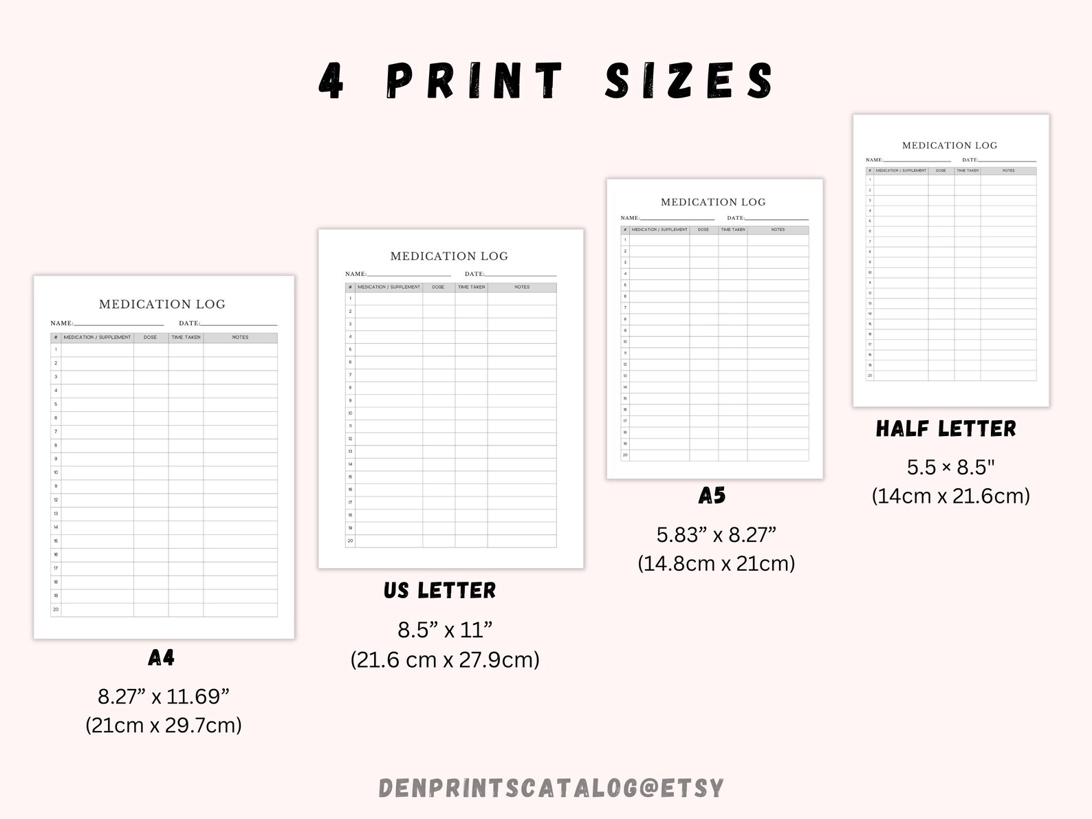 Medication Log Printable, Ready to Print Medication Log Chart, Post ...