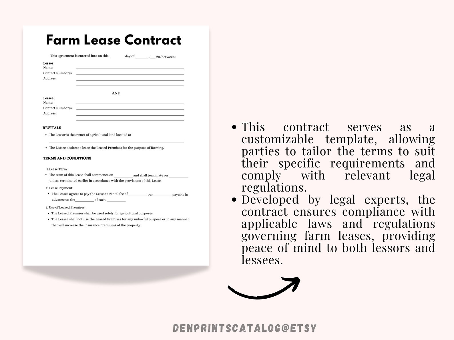Fillable Farm Lease Contract Template Printable PDF Editable in Canva ...
