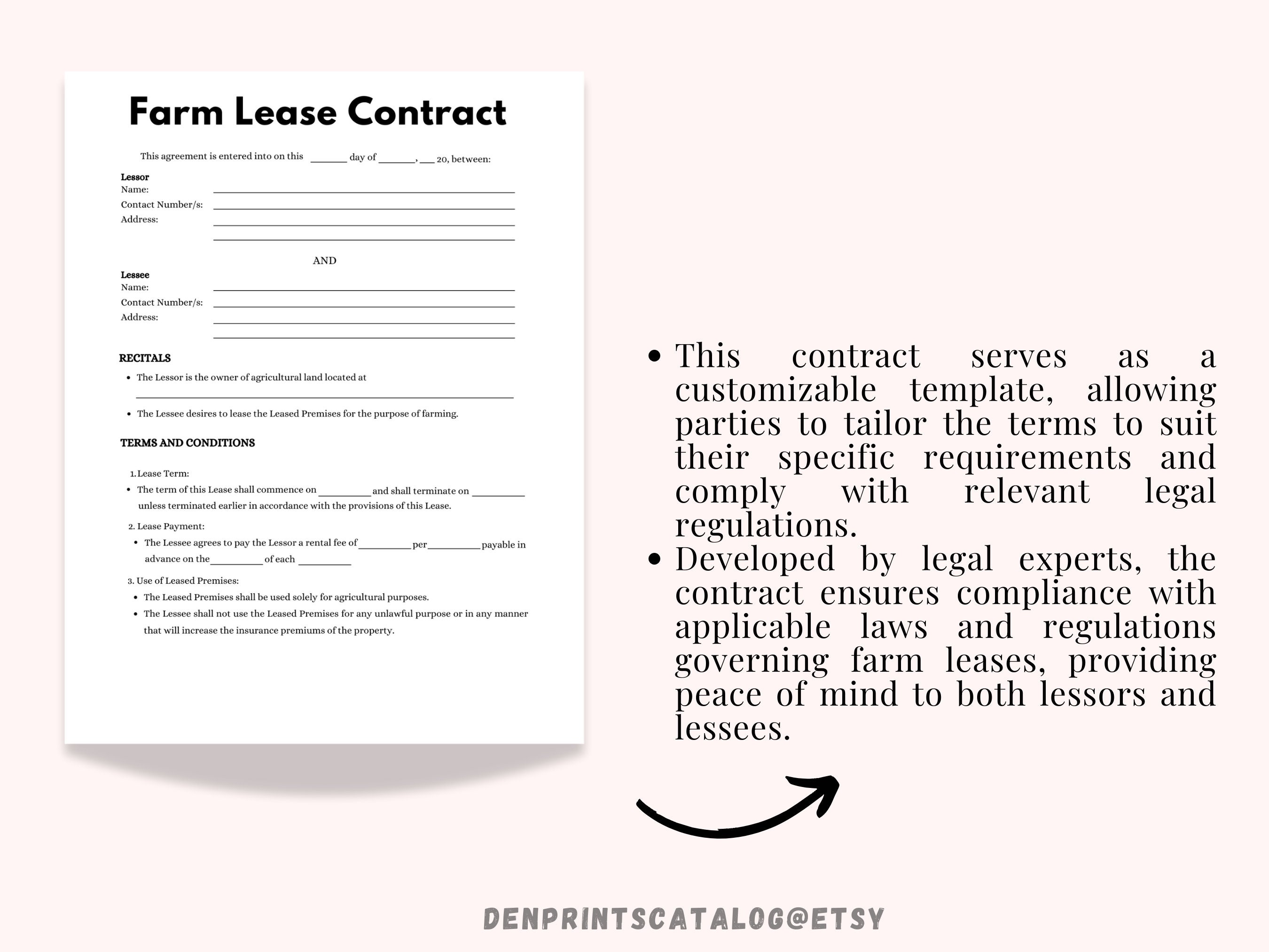 Fillable Farm Lease Contract Template Printable PDF Editable in Canva ...