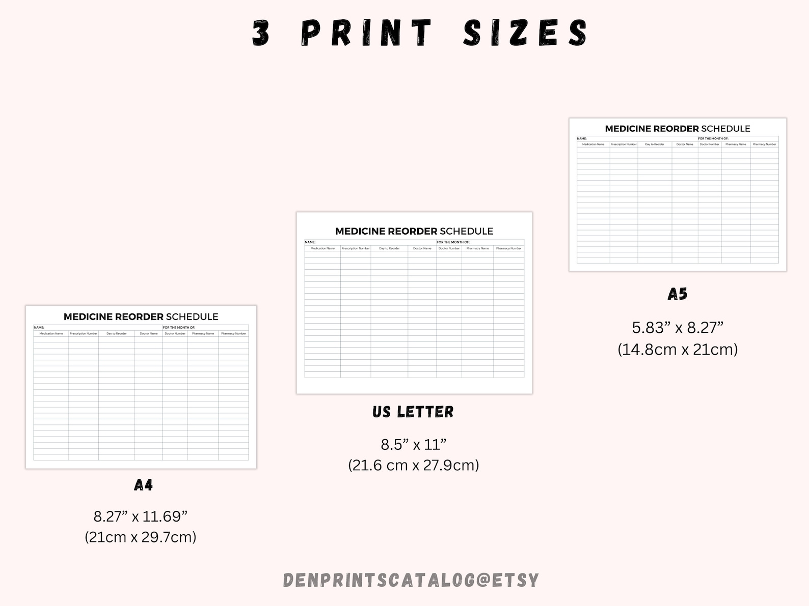 Printable Medicine Reorder Prescription Refill Tracker, Print and Write ...