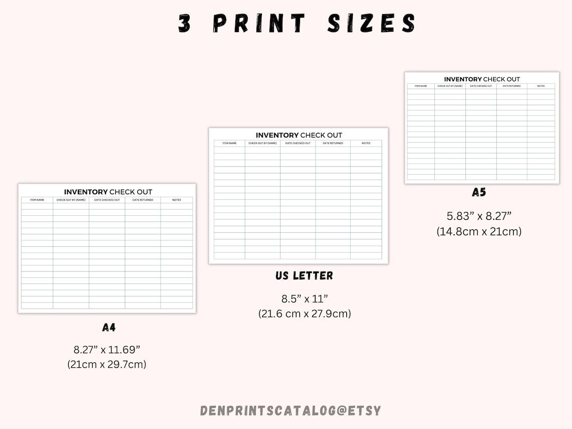 Inventory Sign Out Sheet Checkout Form, Print and Write PDF, Worksheets ...