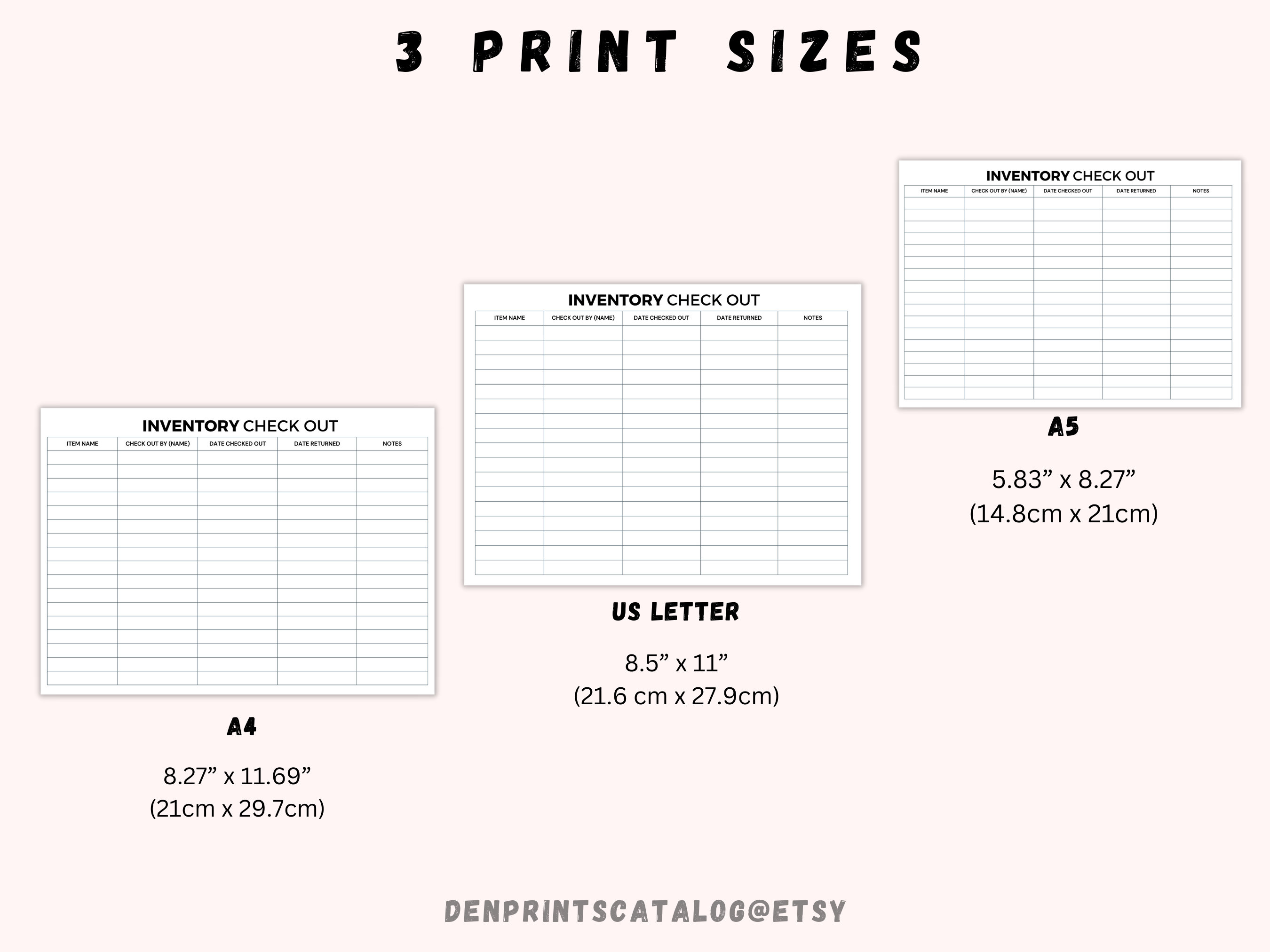 Inventory Sign Out Sheet Checkout Form, Print and Write PDF, Worksheets ...