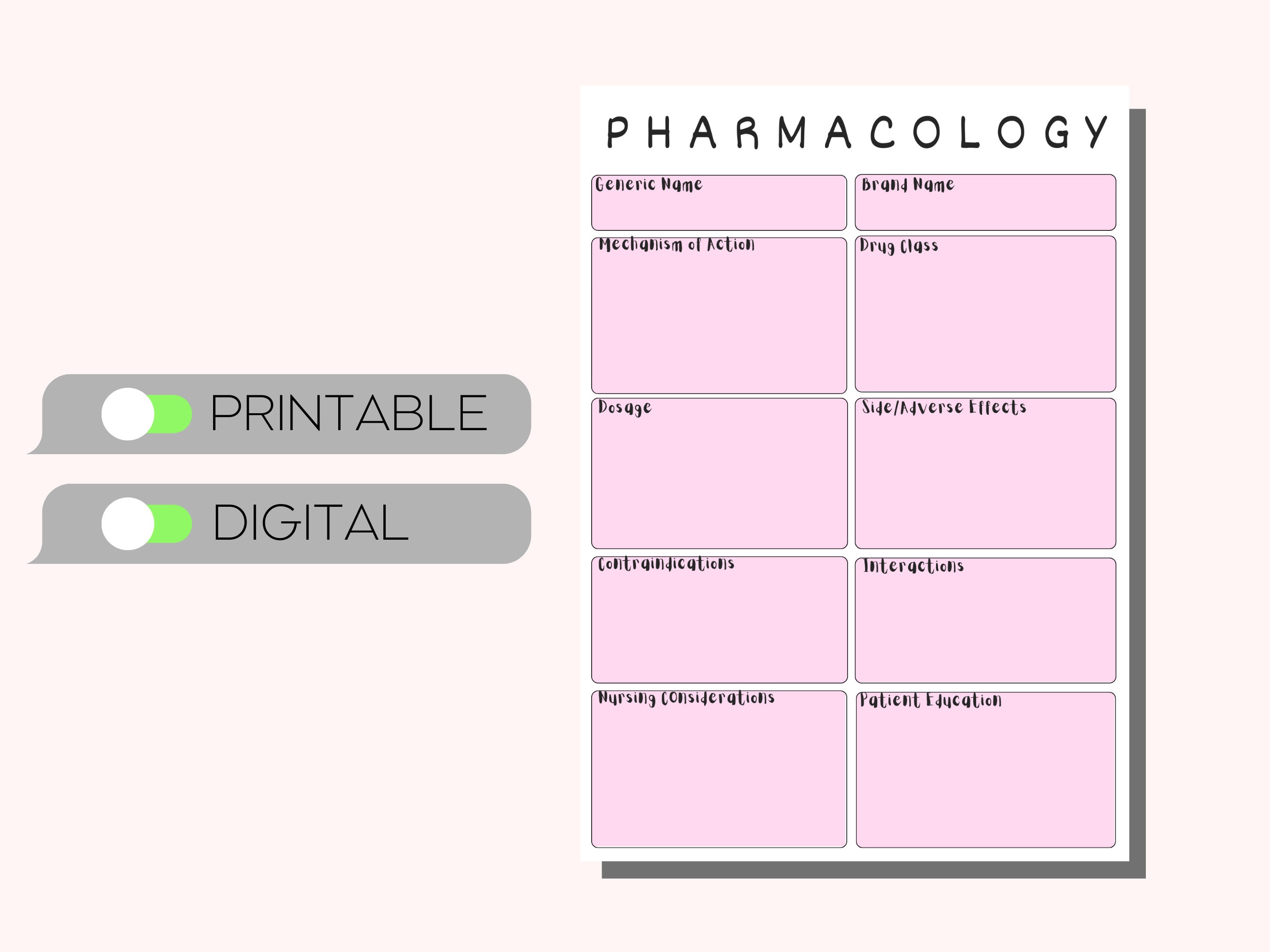 Pharmacology Nursing Template Printable, Minimalist Nursing Student ... Pharmacology Nursing Template Printable, Minimalist Nursing Student ...