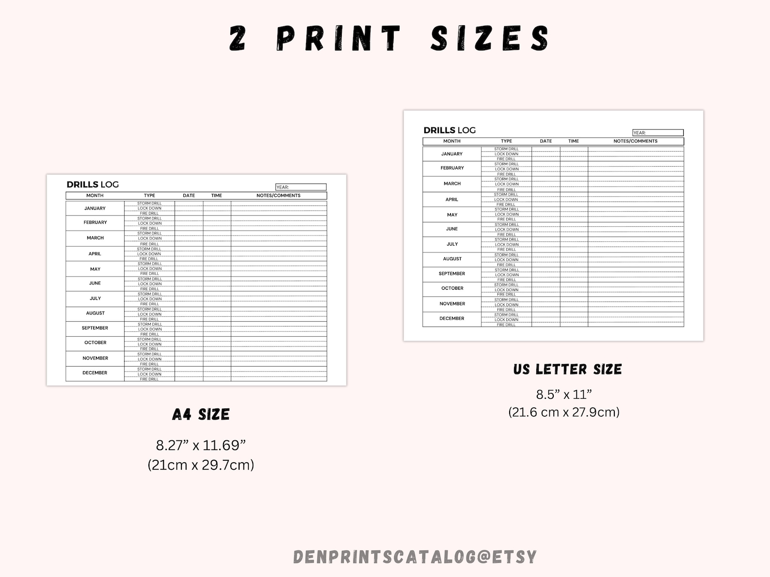 Printable Emergency Evacuation Log, Emergency Drill Record, Fire Drill ...