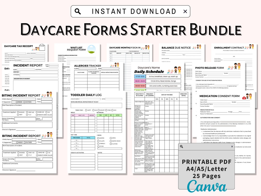 Daycare Forms Starter Toolkit, Daycare Contract, Daycare Starter Kit ...
