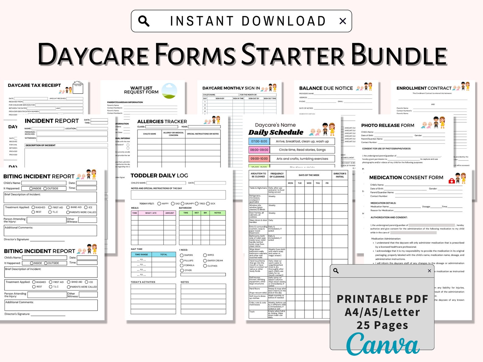 Daycare Forms Starter Toolkit, Daycare Contract, Daycare Starter Kit ...