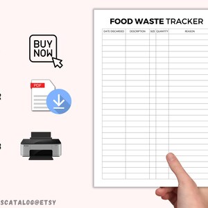 Printable Food Waste Tracker Fillable Print and Write PDF Digital ...