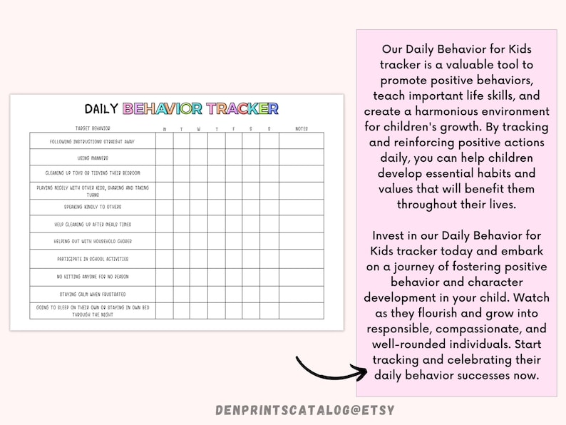 Behavior Reward Chart for Kids Printable, Editable, Good Behavior ...
