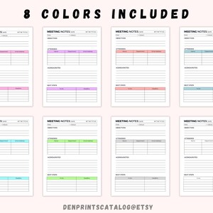 Meeting Notes Template Printable, Meeting Minutes, Meeting Agenda ...