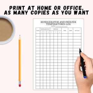 Printable Refrigerator and Freezer Temperatures Log, Print and Write ...