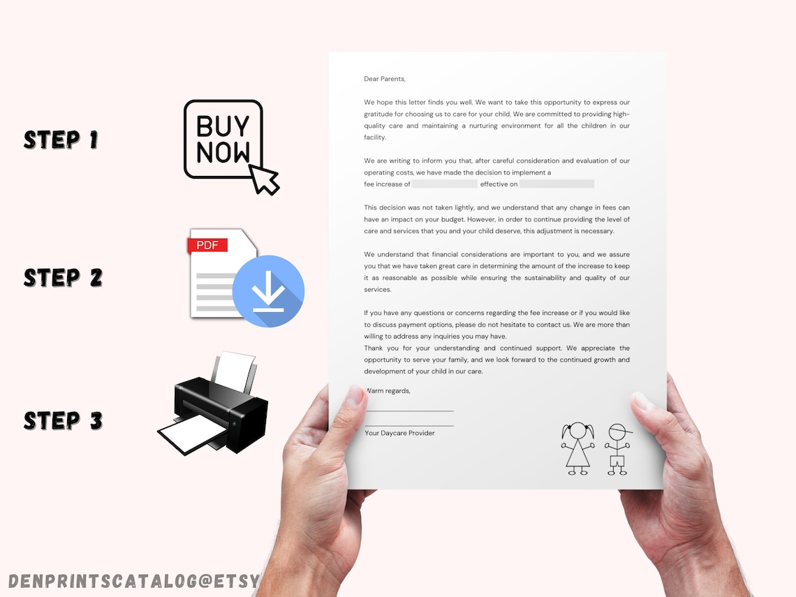 Daycare Fee Increase Letter Printable, Childcare Rate Increase Letter ...