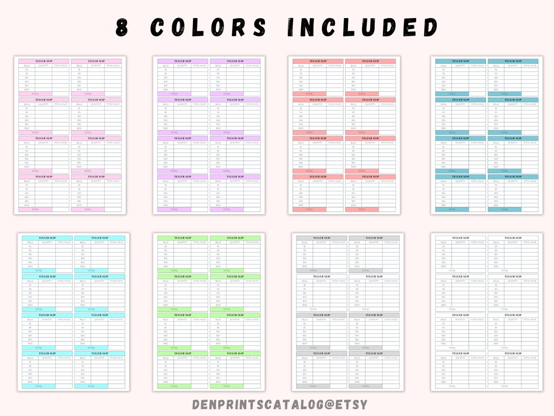 Cash Breakdown Slips Printable, Bank Teller Slips, Cash Withdraw Slips ...