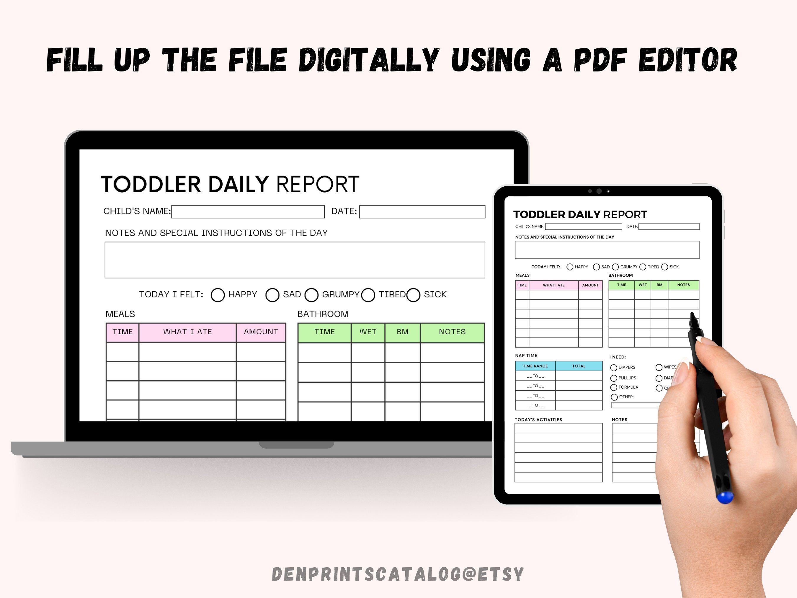 Toddler Daily Report Daily Log for Daycare, Preschool, Nanny ...