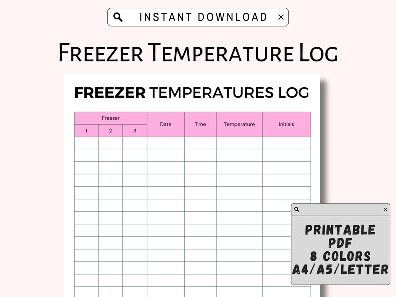 Restaurant Fridge Temperature Log Printable, Commercial Kitchen and Bar ...