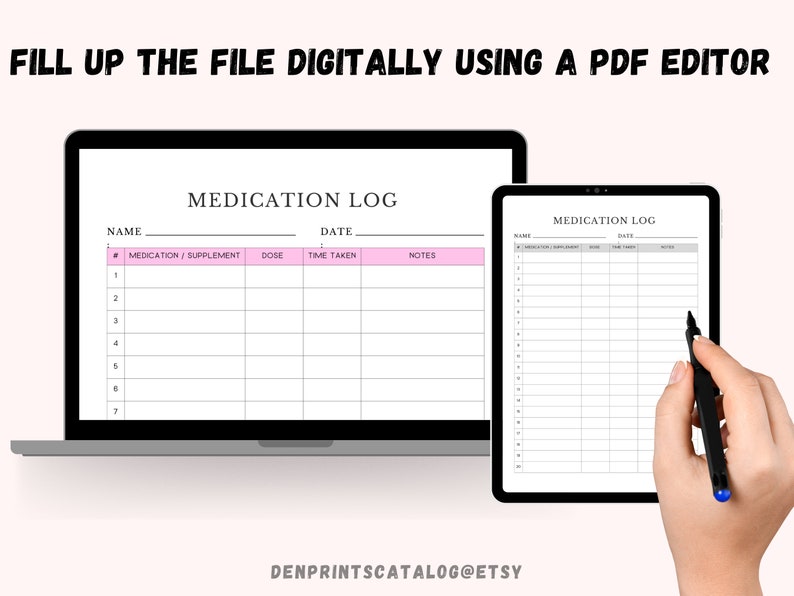 Printable Medication Log Ready to Print Medication Log Chart - Etsy