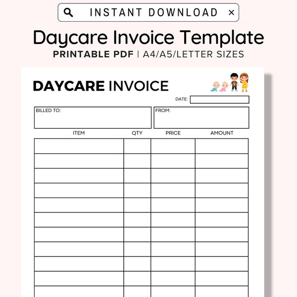 Invoice Template for Daycare - Etsy