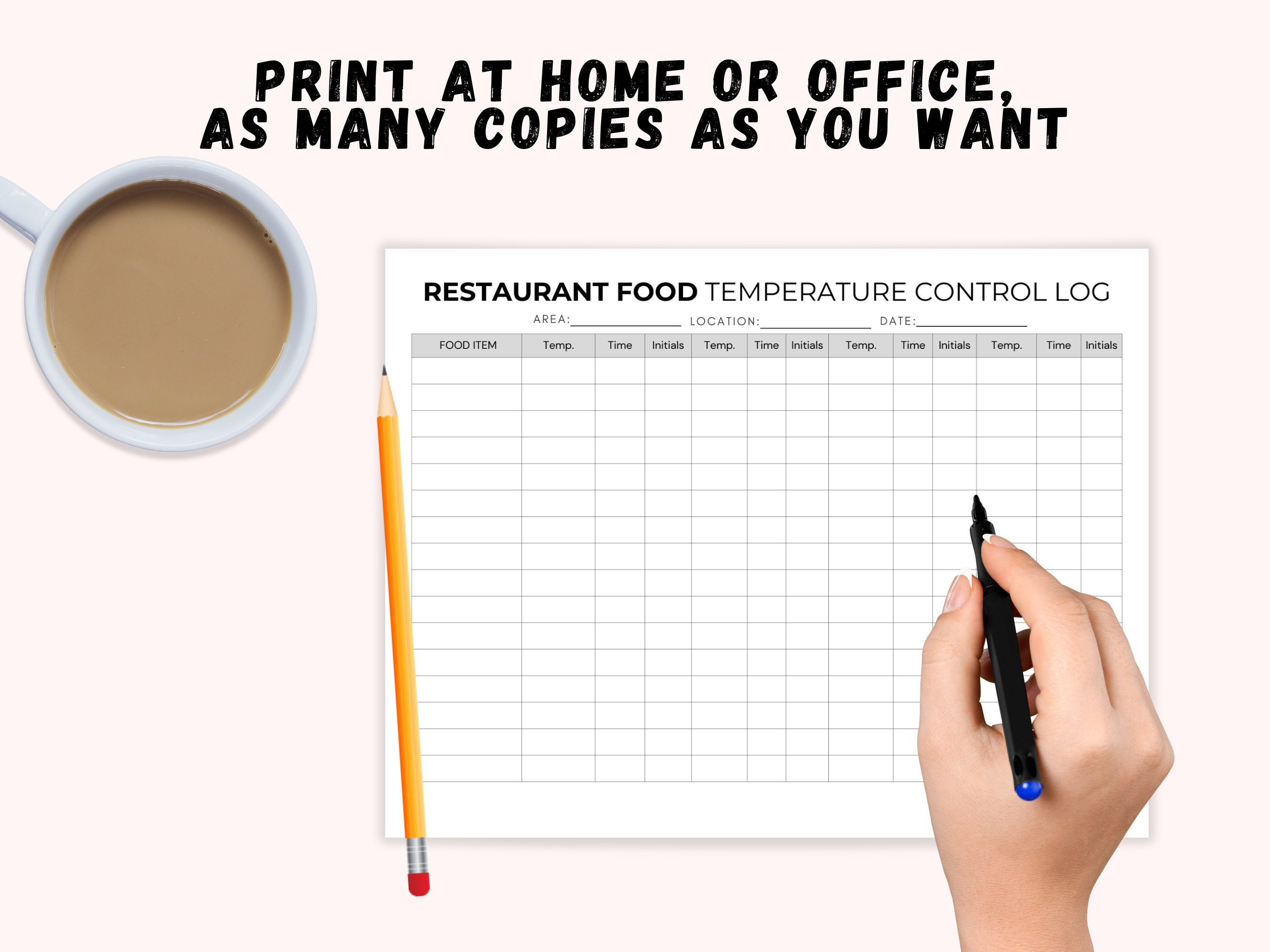 Printable Restaurant Food Temperature Control Sheet Fillable PDF ...