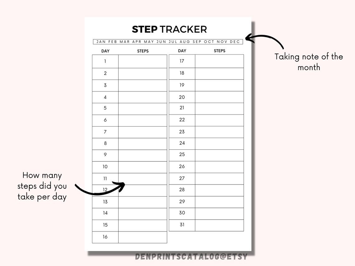 Step Tracker Printable, Step Log Planner, Printable Planner Fitness ...