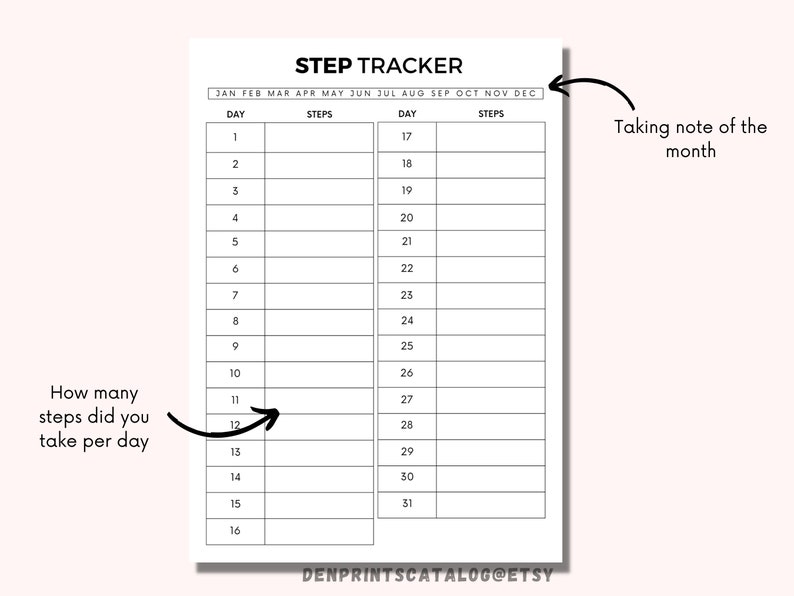Step Tracker Printable, Step Log Planner, Printable Planner Fitness ...