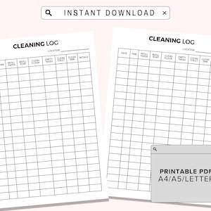 Weekly Bathroom Cleaning Chart Printable, Restroom Cleaning Log for ...