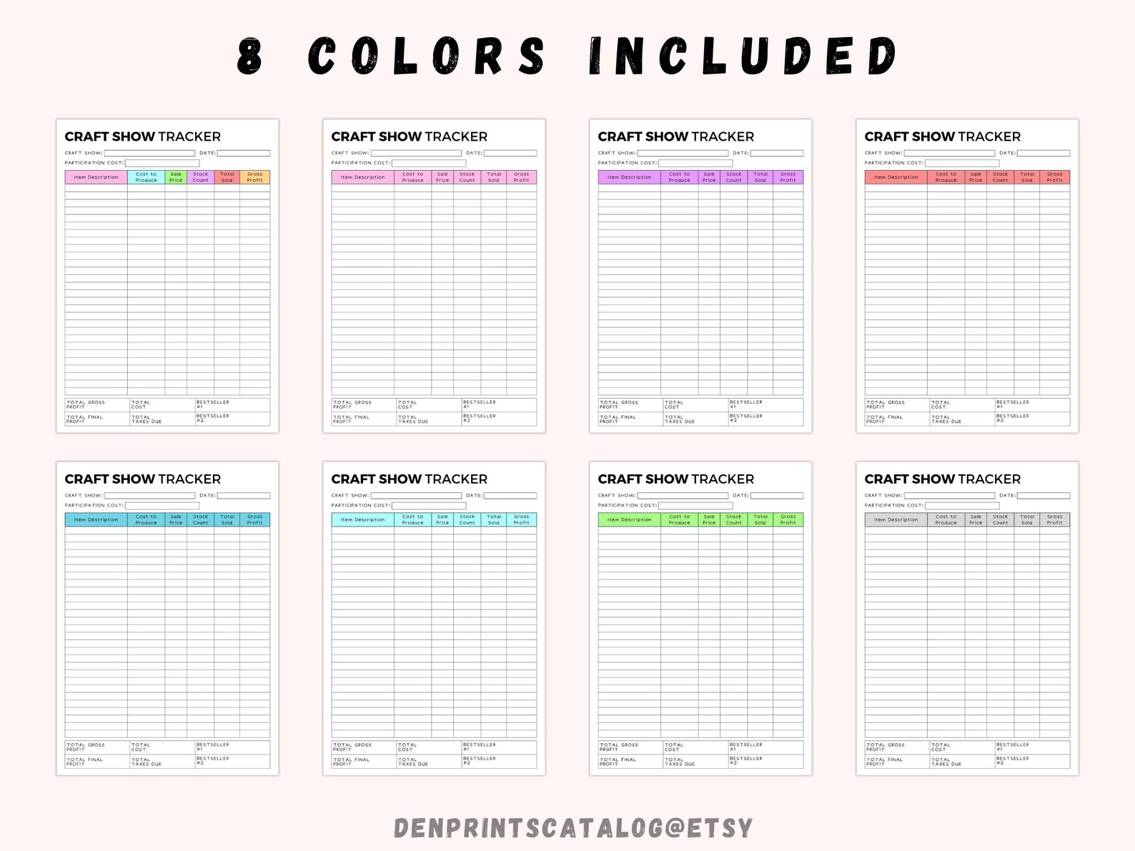 Craft Show Tracker Printable, Craft Fair Planner PDF, Business Forms ...