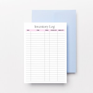 Printable Inventory Log Management Form, Inventory Sheet, Small ...