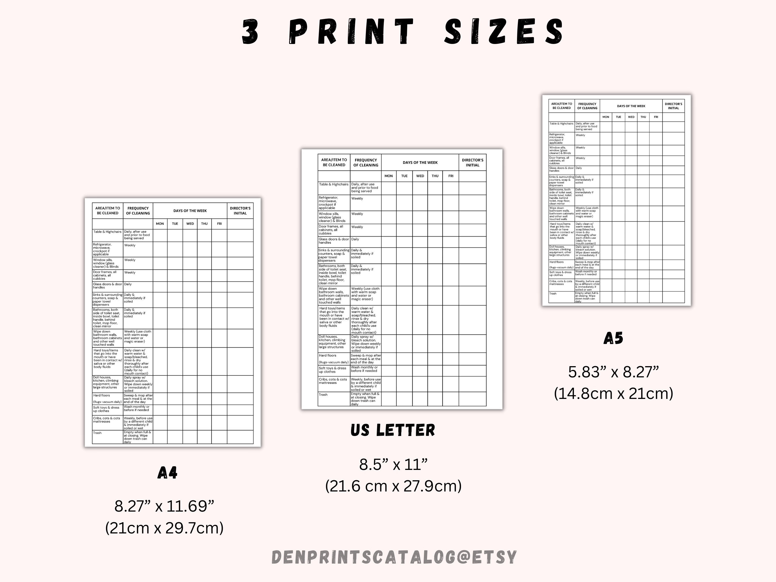 Daycare Cleaning Checklist, Childcare Cleaning Checklist, Daycare ...