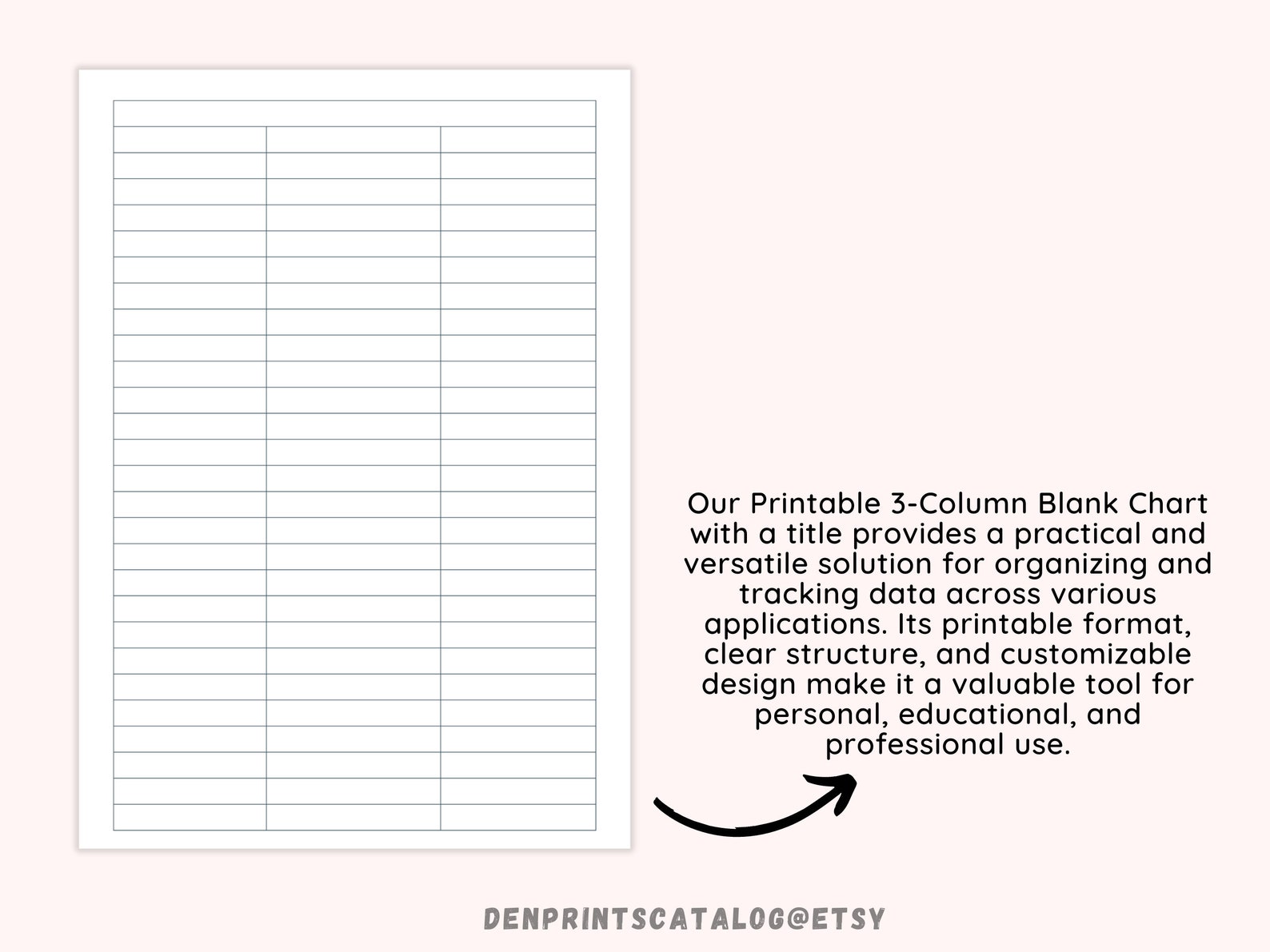 3 Blank Columns Chart Text Input Print And Write Printable Digital Download Blank Column