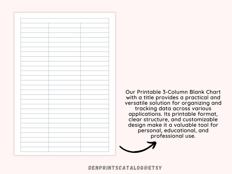 3 Blank Columns Chart Text Input Print and Write Printable Digital ...