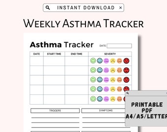 Printable Weekly Asthma Log Chart Weekly Asthma Symptoms & Severity of ...
