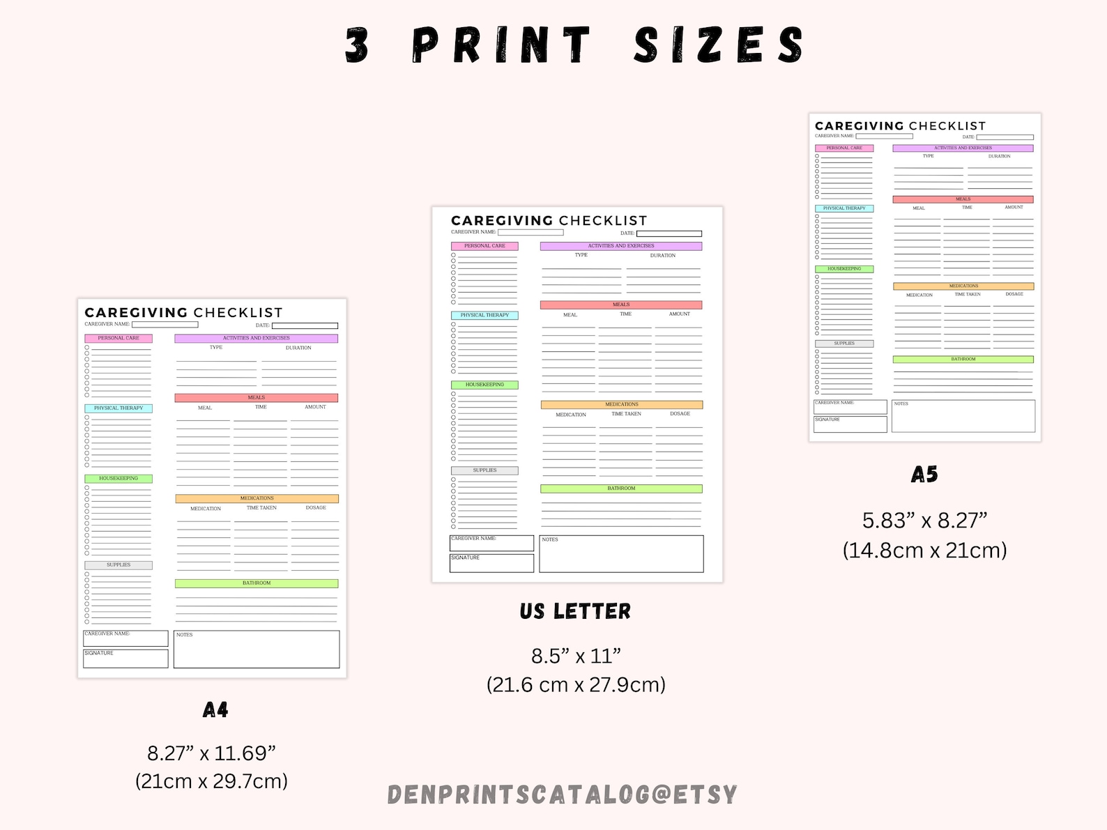 Caregiver Daily Tasks Printable, Caregiving Checklist, Elderly Care ...