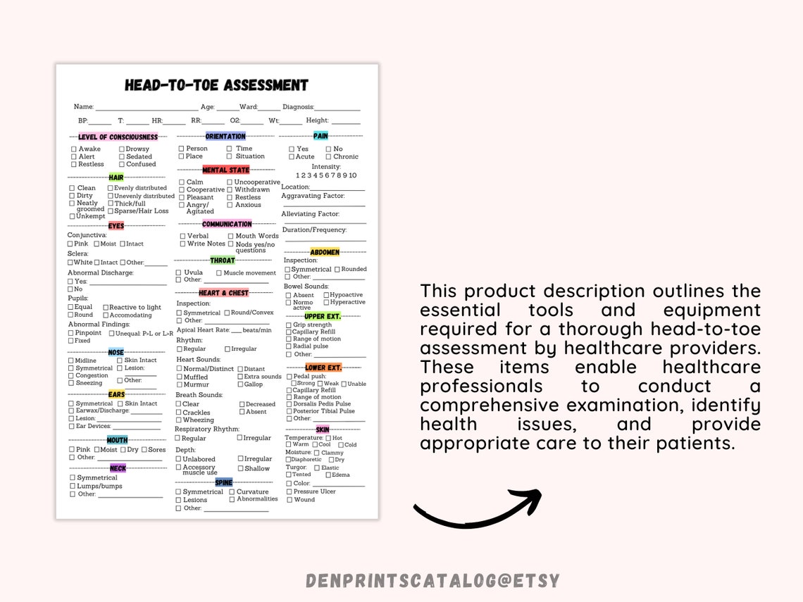 Head-to-toe Assessment Template With Cranial Nerves Assessment, Step-by ...
