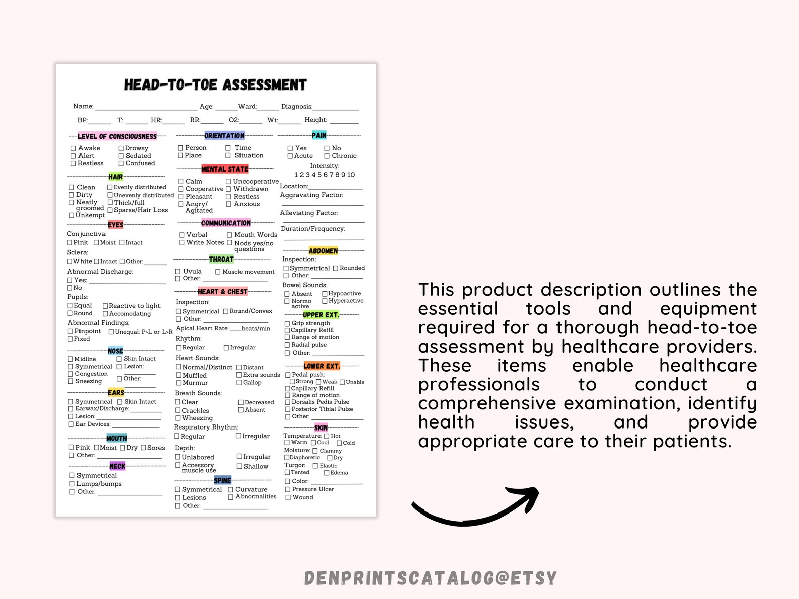 Head-to-toe Assessment Template With Cranial Nerves Assessment, Step-by ...