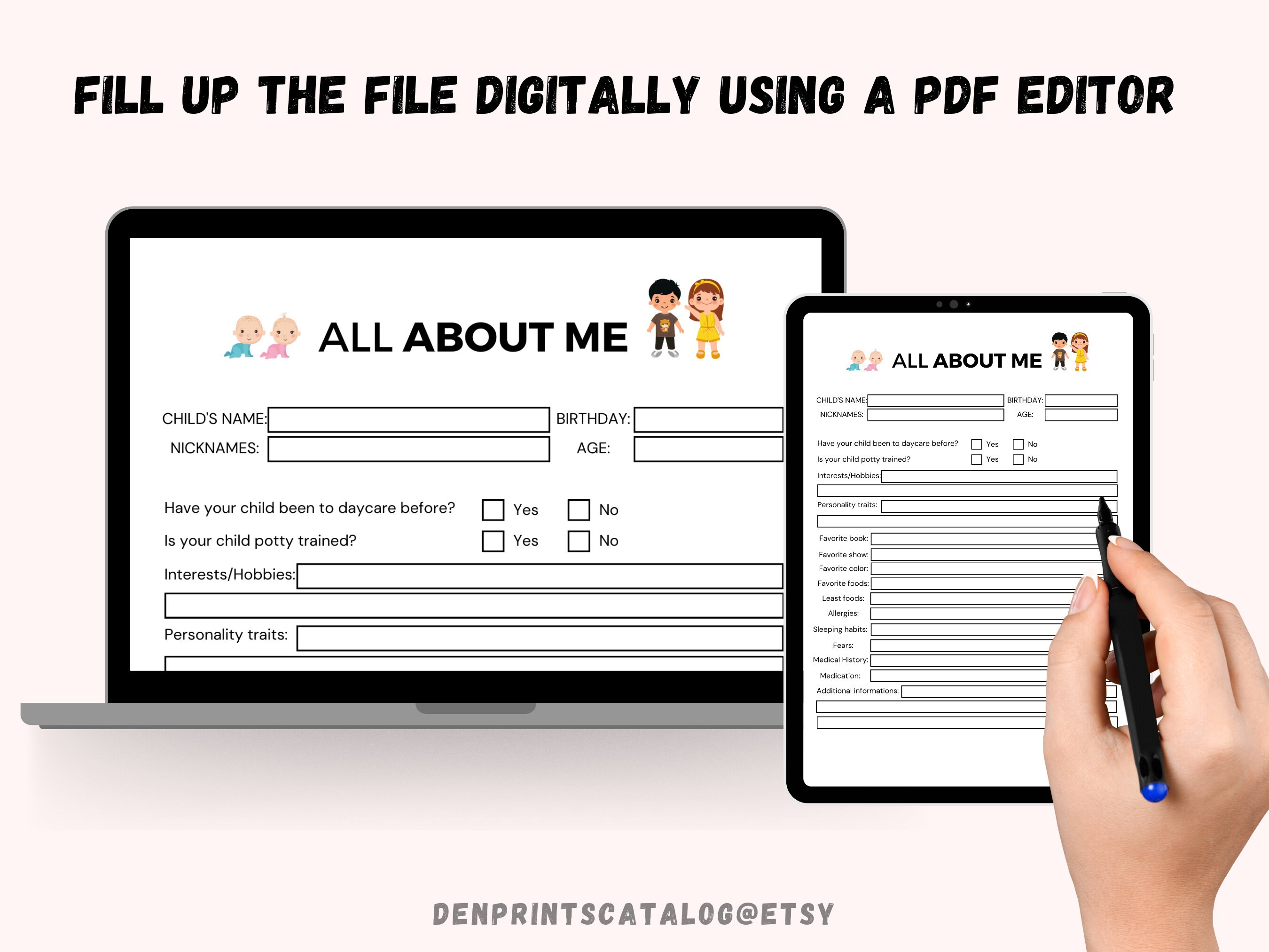 Daycare All About Me Form | Daycare Questionnaire | Get to Know Me ...