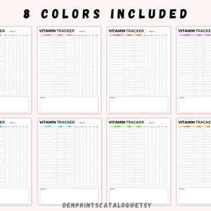 Daily Vitamin Checklist, Vitamin Tracker, Weekly Supplement Checklist ...