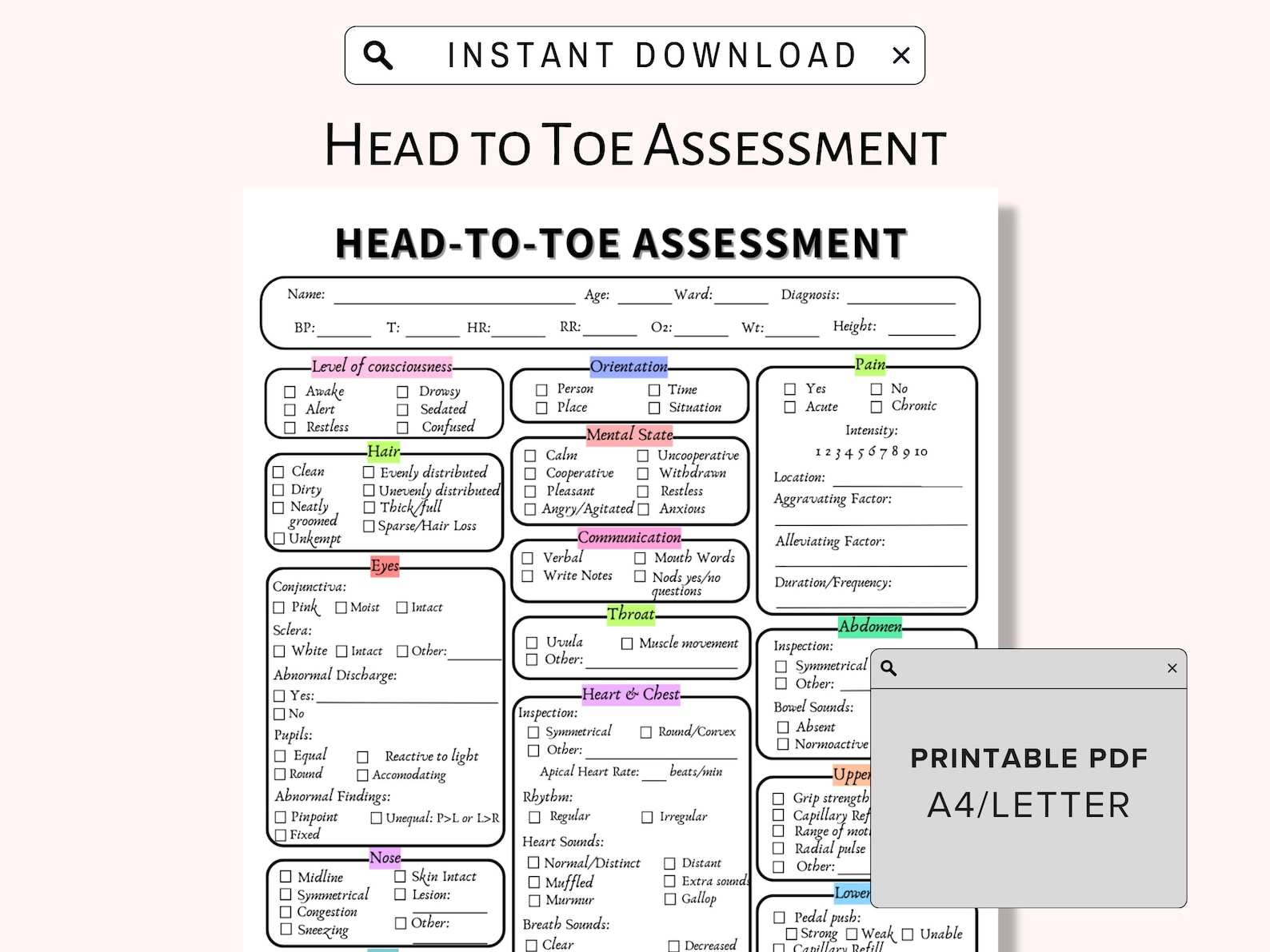 Head-to-toe Assessment Template With Cranial Nerves Assessment, Step-by ...