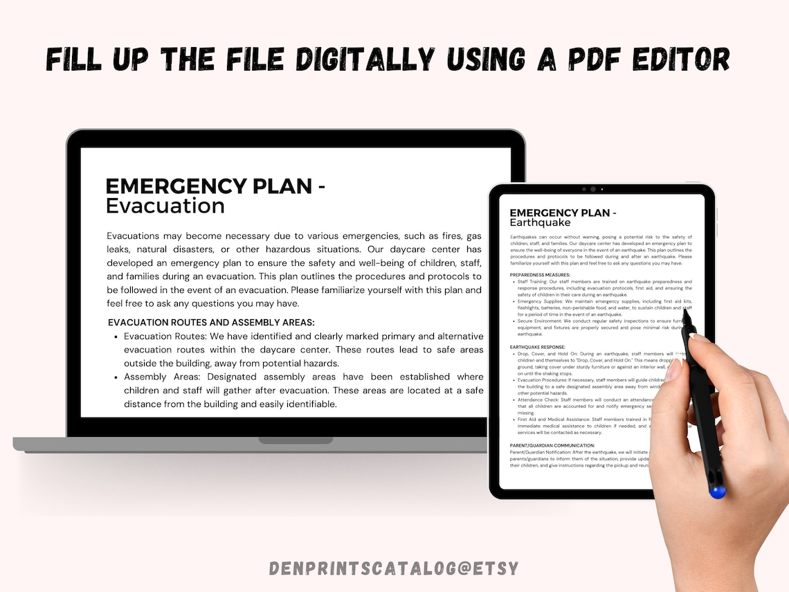 Daycare Emergency Plans, Childcare Center Printable Daycare Forms ...