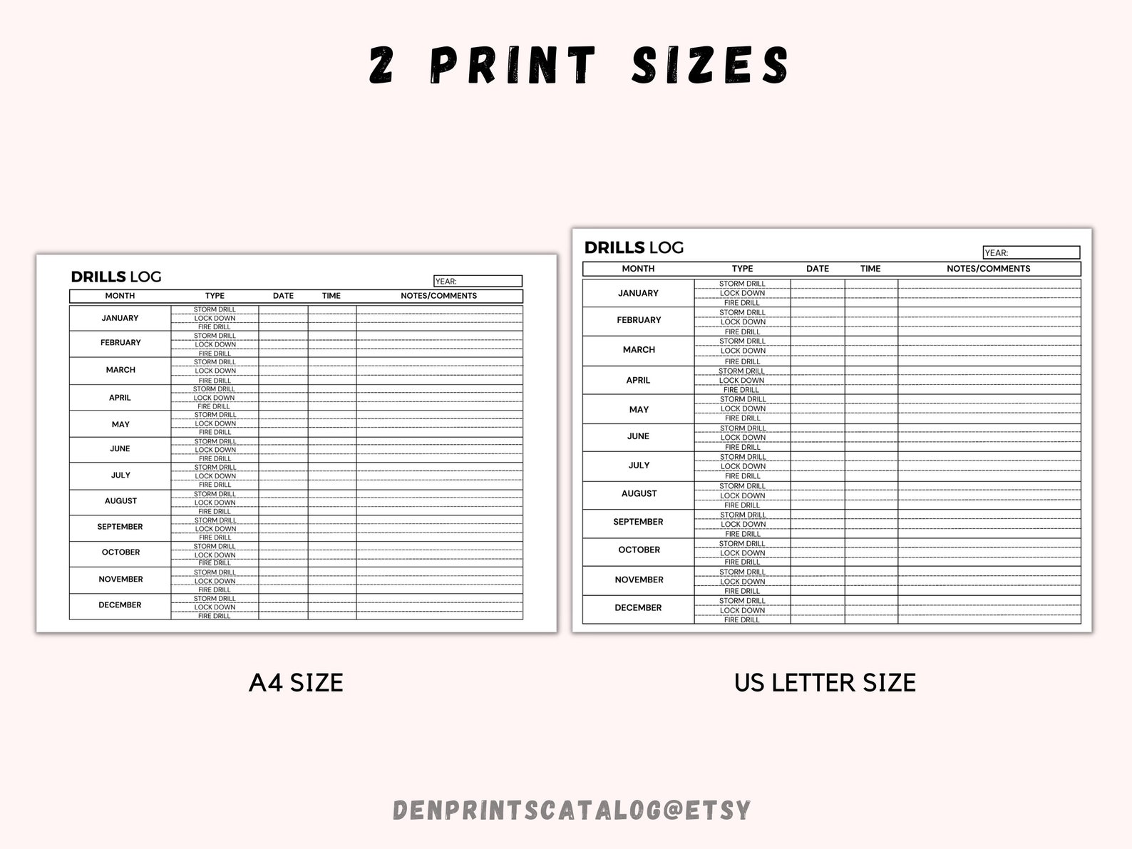 Disaster Drill Record for School, School Teacher Forms, Drills Log ...