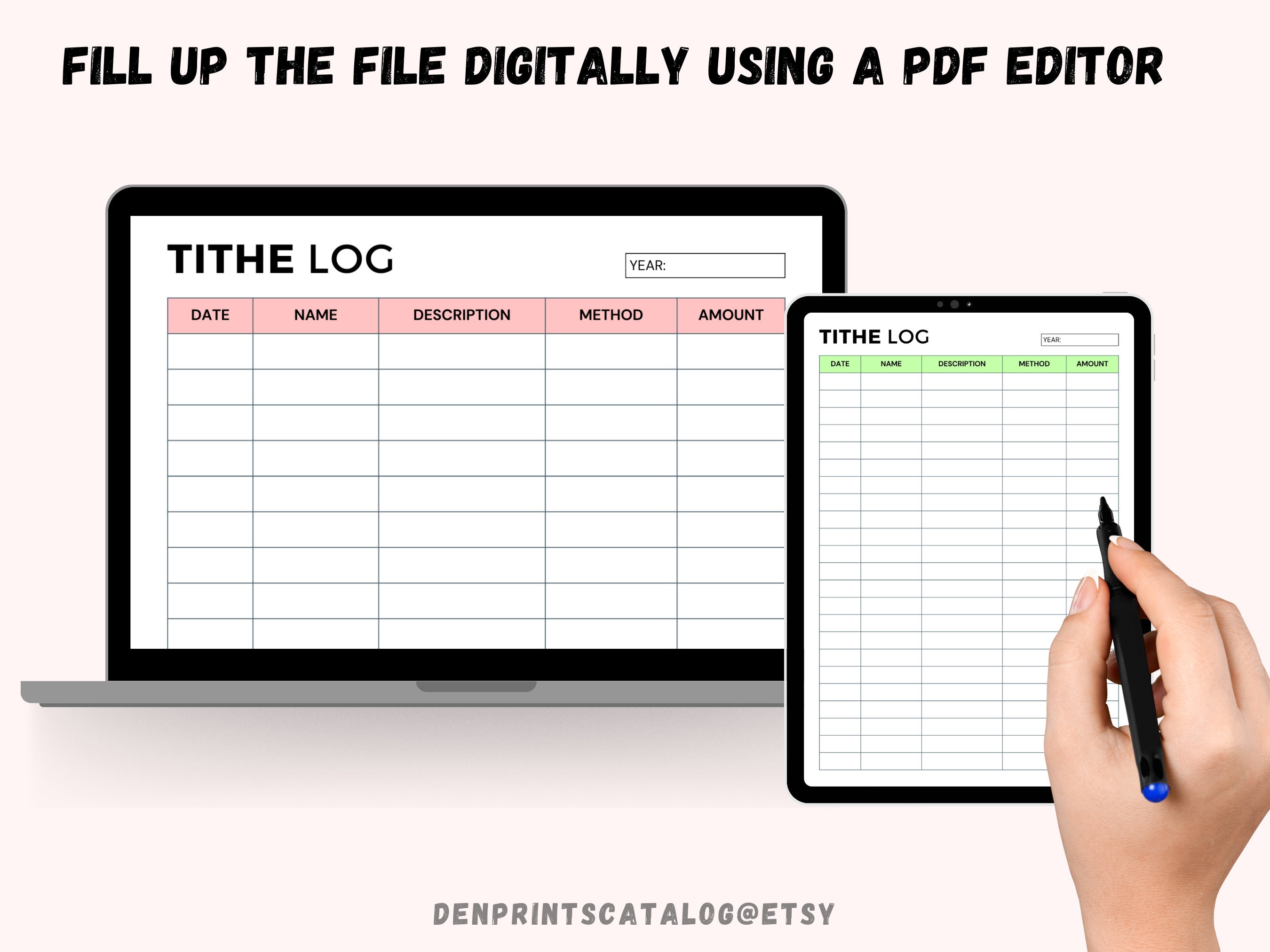 Tithe and Offering Log, Printable Tithing Record, Church Giving Log ...