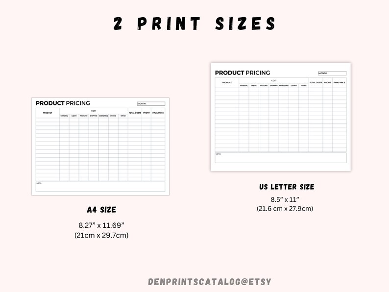 Product Pricing Printable, Item Pricing, Product Price Calculator ...