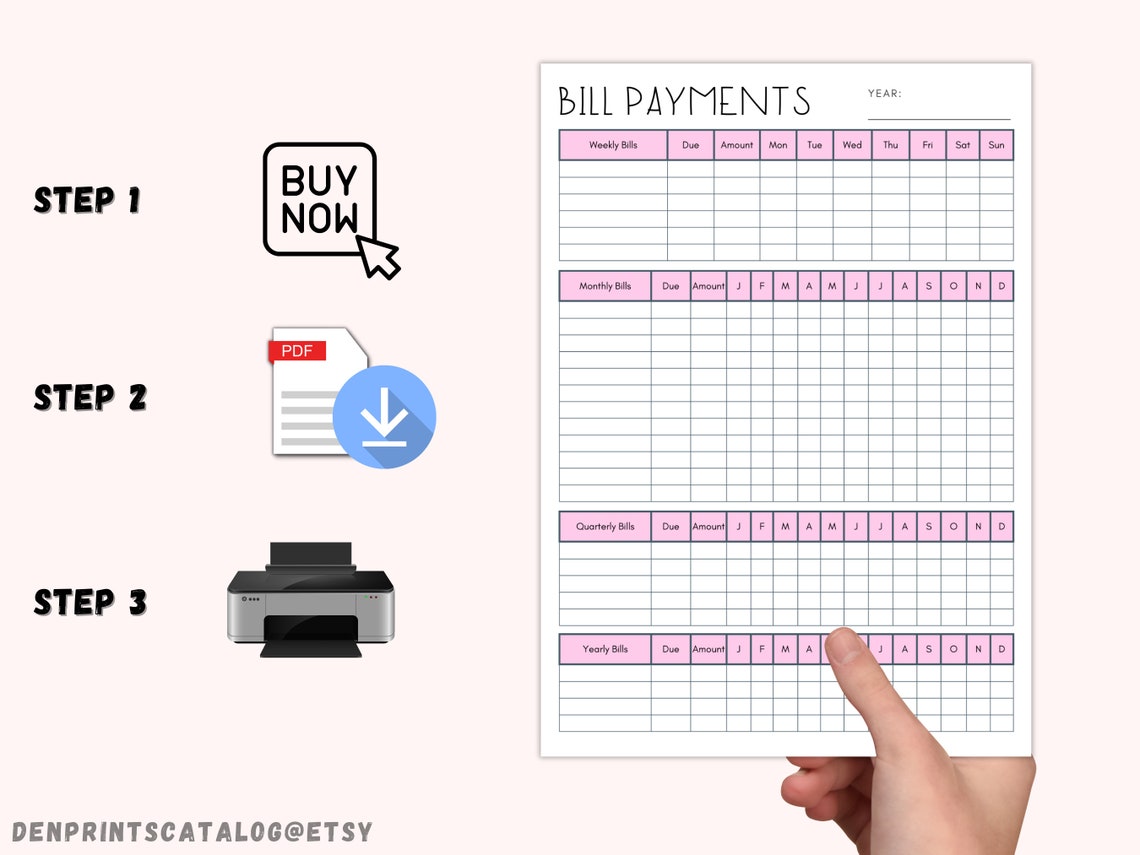 Editable Bills Checklist,bill Payment Tracker,bill Tracker,bill Payment ...