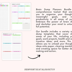 Brain Dump Template BUNDLE Printable, to Do List Editable, ADHD Daily ...