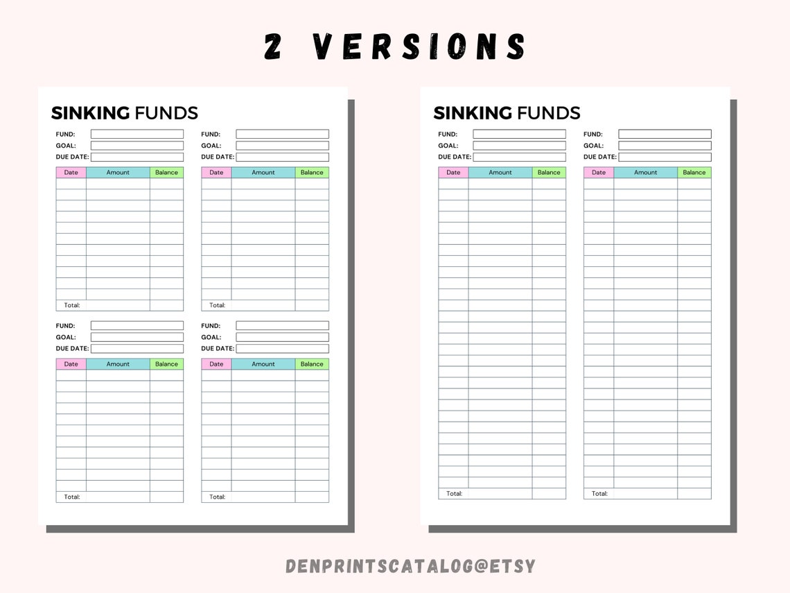 Sinking Funds Tracker Printable Savings Challenge Savings - Etsy